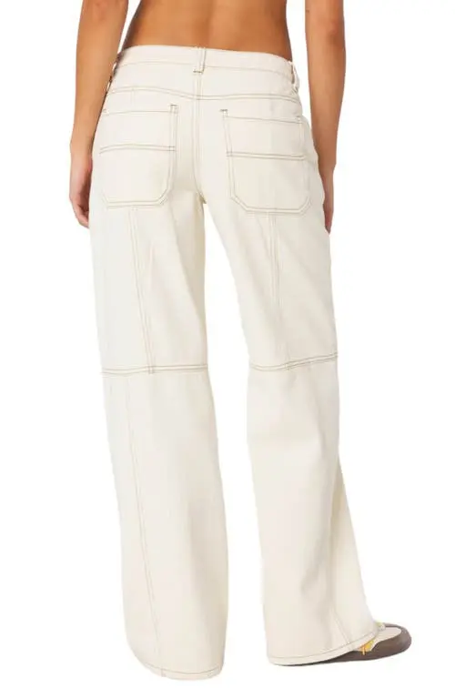 EDIKTED Contrast Stitch Wide Leg Jeans