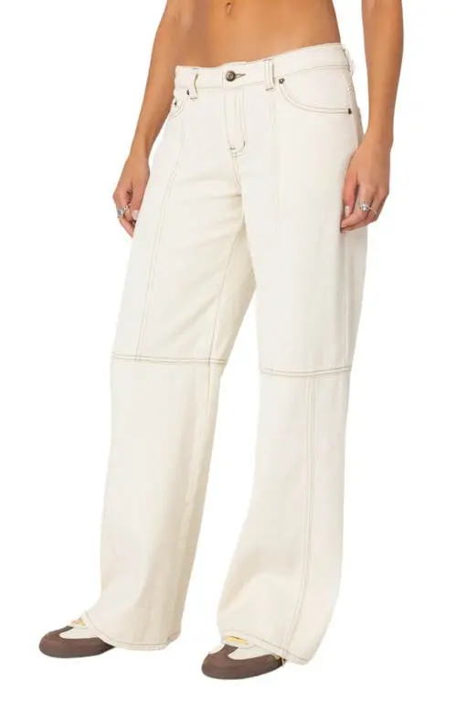 EDIKTED Contrast Stitch Wide Leg Jeans