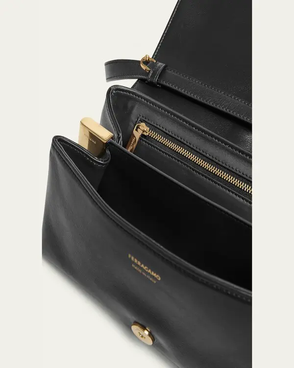 FERRAGAMO F-show Small Flap Shoulder Bag - Nero