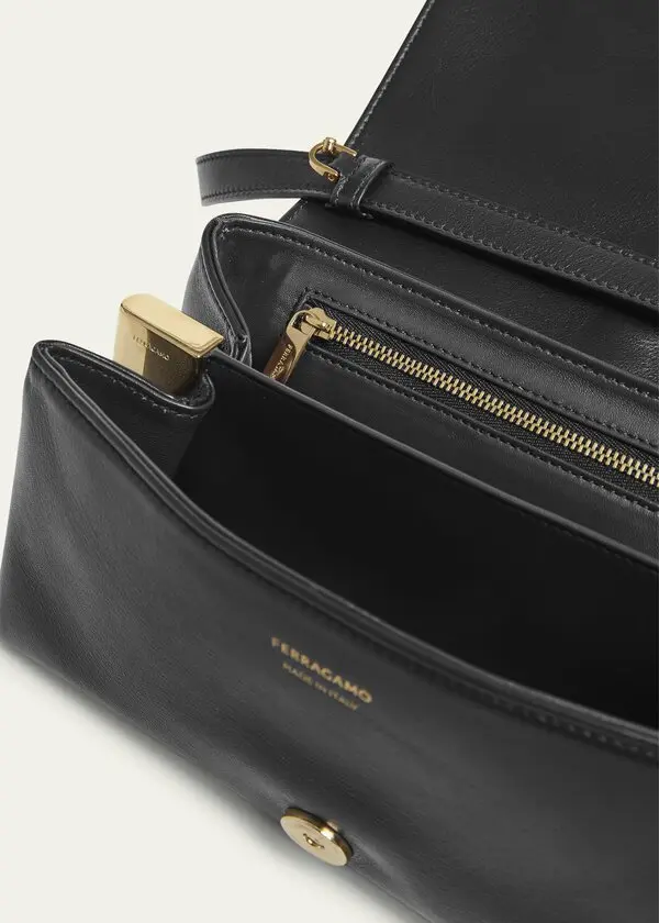 FERRAGAMO F-show Small Flap Shoulder Bag - Nero