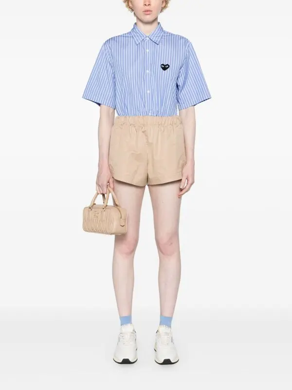 Play Comme Des Garcon Heart-patch Striped Shirt - Blue