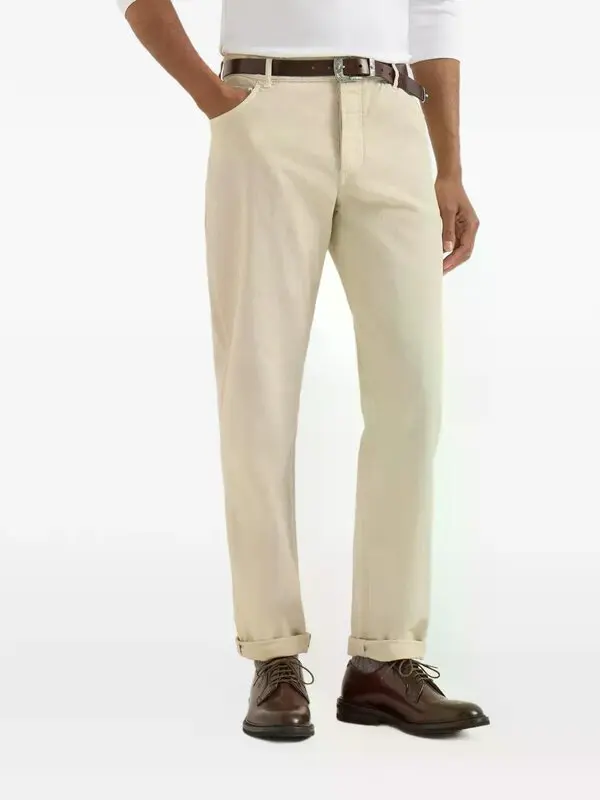 Brunello Cucinelli Logo-embroidered Jeans - Neutrals