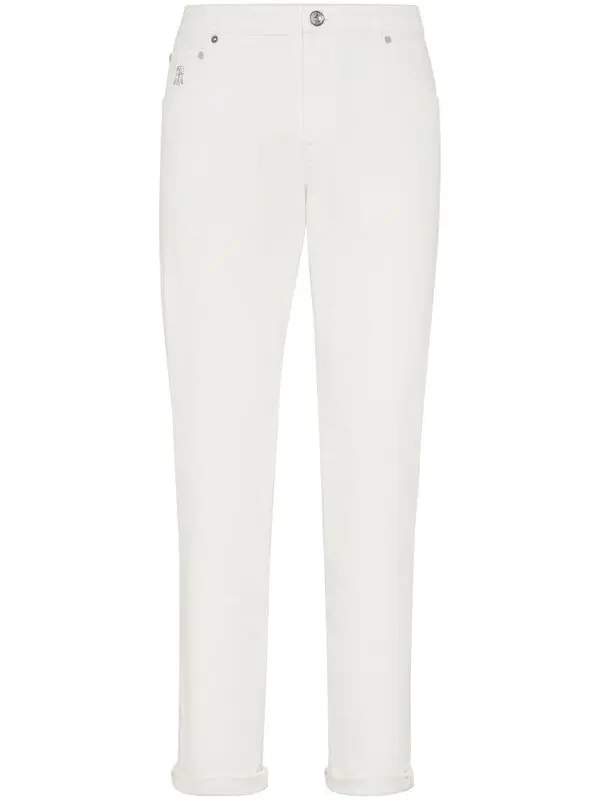 Brunello Cucinelli Logo-embroidered Jeans - White
