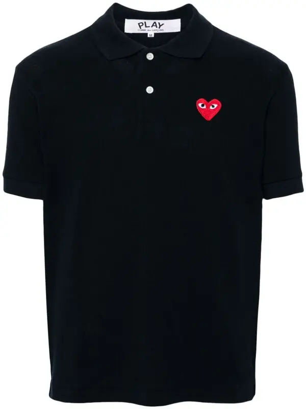 Play Comme Des Garcon Heart-patch Cotton Polo Shirt - Blue