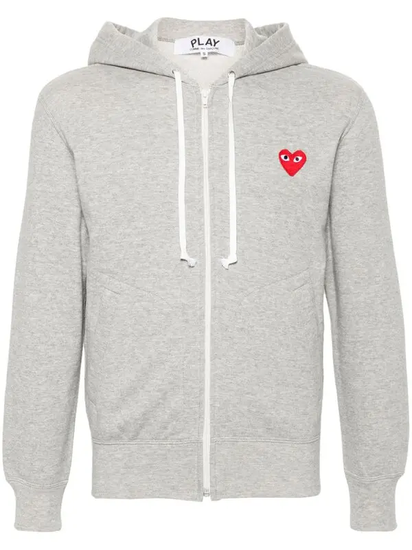 Play Comme Des Garcon Mélange-effect Cotton Hoodie - Grey