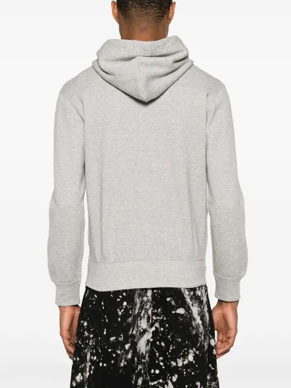 Play Comme Des Garcon Mélange-effect Cotton Hoodie - Grey