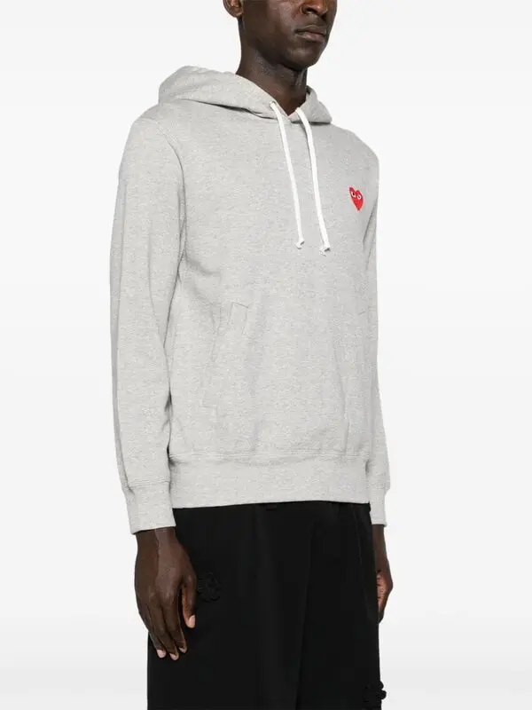 Play Comme Des Garcon Heart-motif Hoodie - Grey