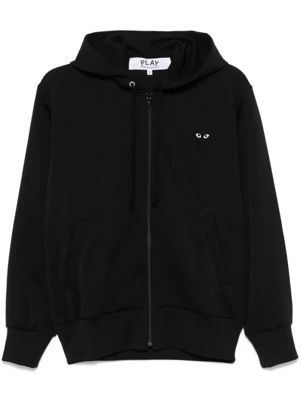 Play Comme Des Garcon Heart-patch Zip-up Hoodie