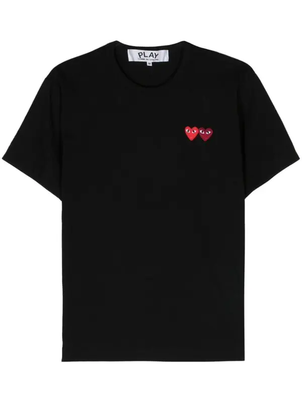 Play Comme Des Garcon Heart Appliqué T-shirt - Black