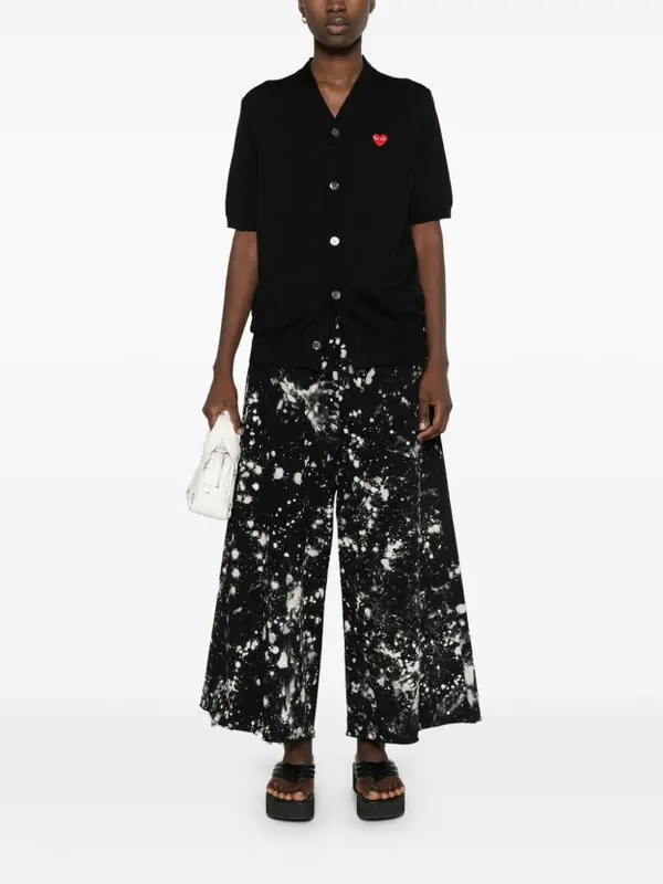 Play Comme Des Garcon V-neck Wool Cardigan - Black