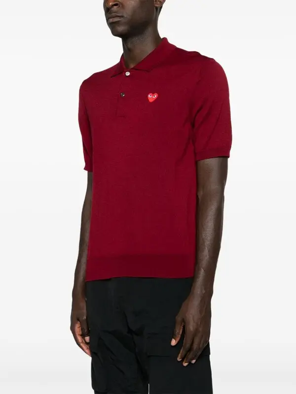 Play Comme Des Garcon Heart-patch Wool Polo Shirt - Red