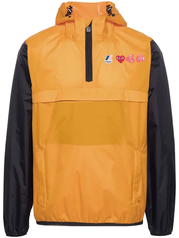 Play Comme Des Garcon X K-way Heart-patch Lightweight Jacket - Orange