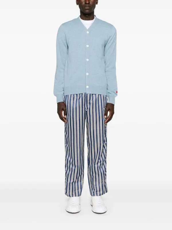 Play Comme Des Garcon Heart-patch Wool Cardigan - Blue