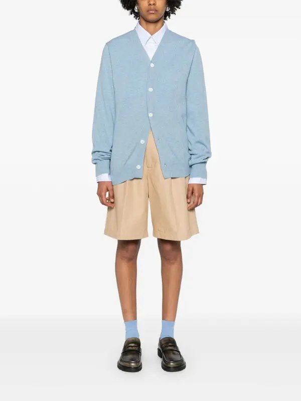 Play Comme Des Garcon Heart-patch Wool Cardigan - Blue