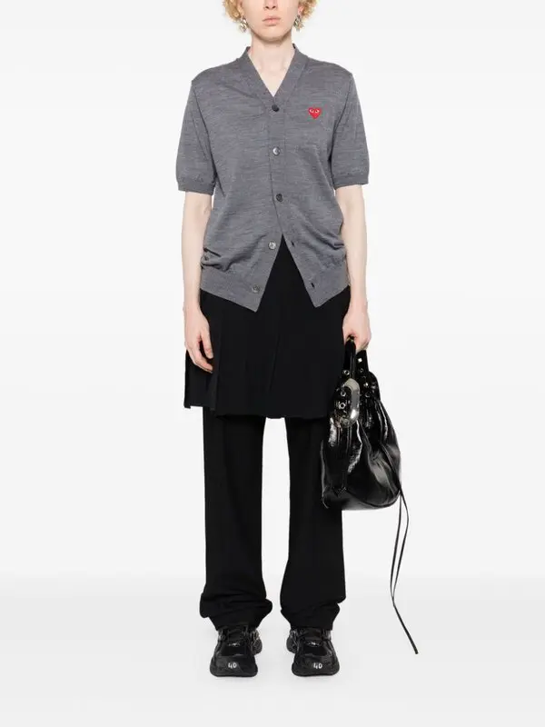 Play Comme Des Garcon Heart Patch Wool Cardigan