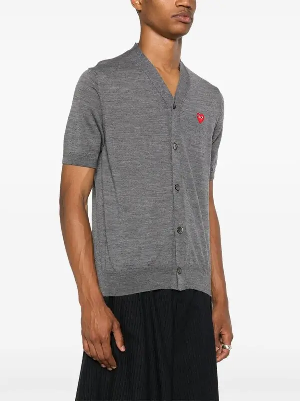 Play Comme Des Garcon Heart Patch Wool Cardigan