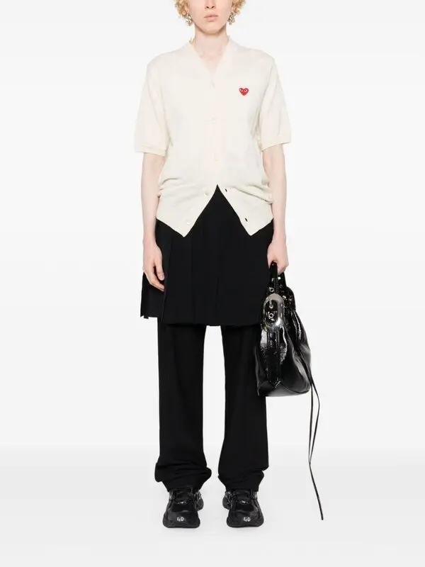 Play Comme Des Garcon Heart-patch Wool Cardigan - White