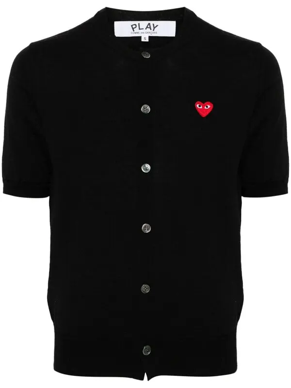 Play Comme Des Garcon Heart-patch Wool Cardigan