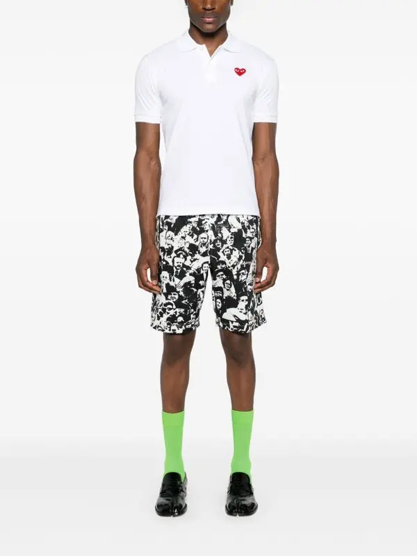 Play Comme Des Garcon Appliqué Polo Shirt - White