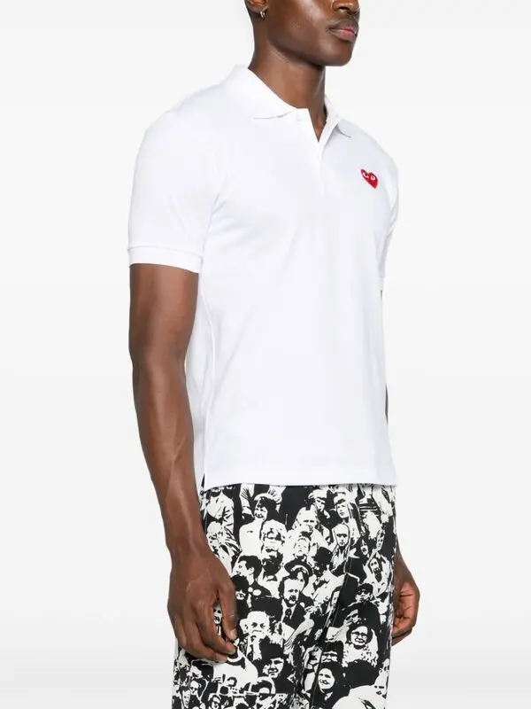 Play Comme Des Garcon Appliqué Polo Shirt - White