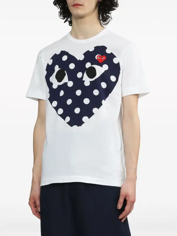 Play Comme Des Garcon Heart-print T-shirt - White
