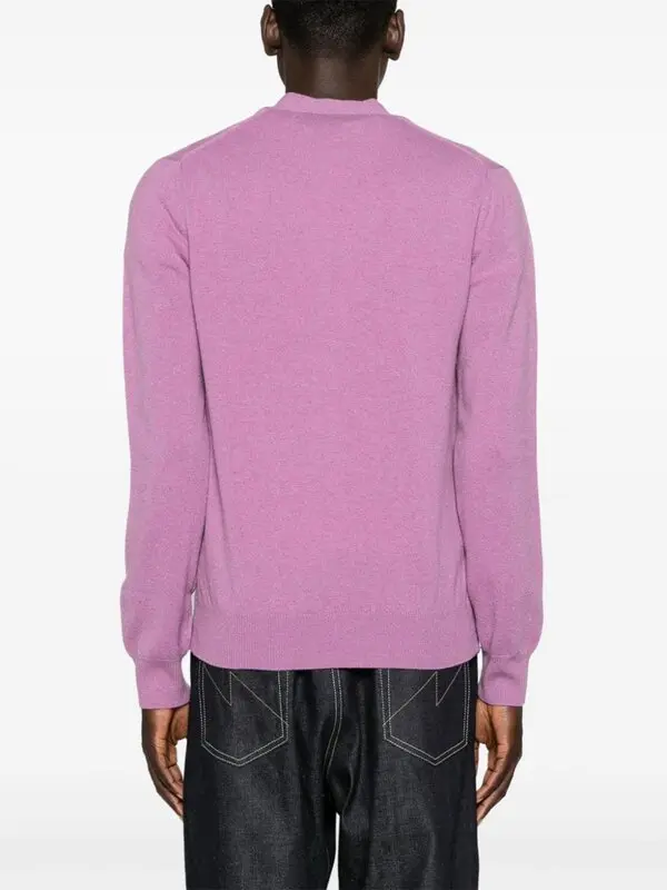 Play Comme Des Garcon Heart-patch Wool Cardigan - Purple