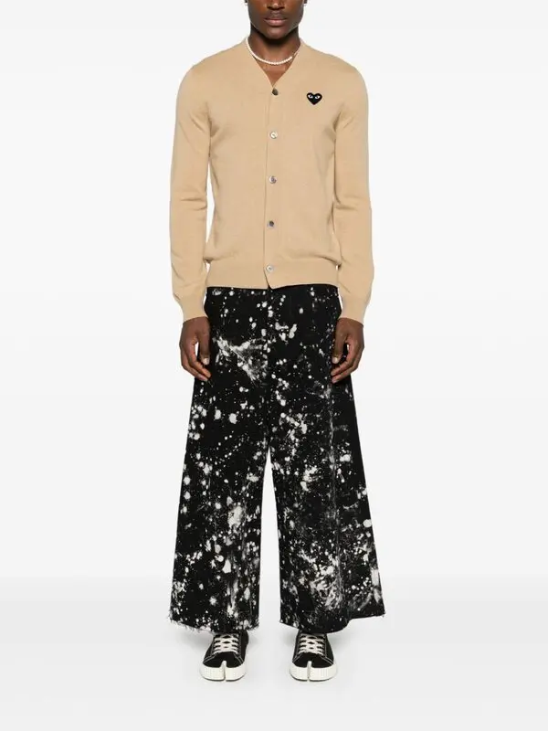 Play Comme Des Garcon Heart Patch Wool Cardigan - Neutrals