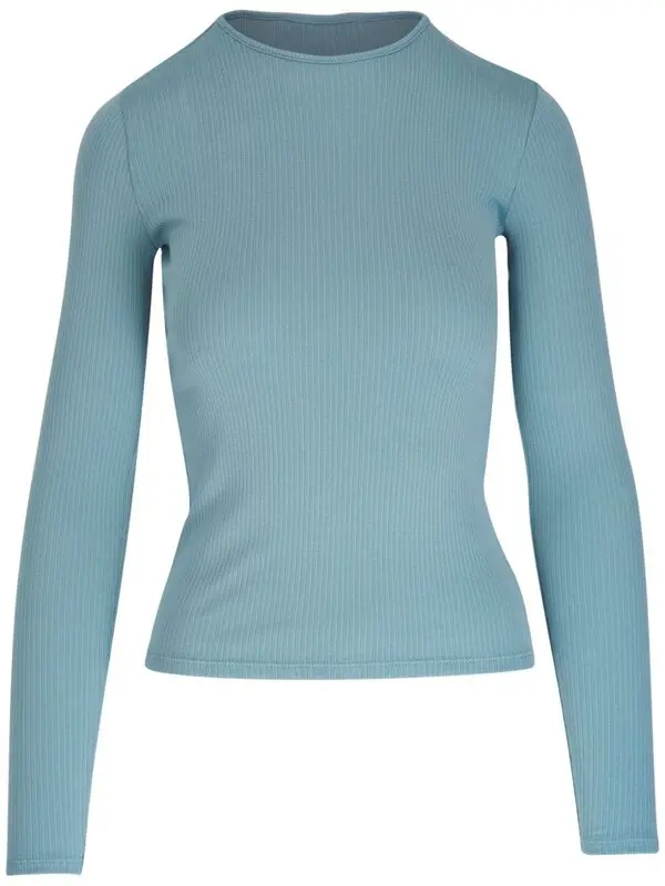 Vince Ribbed-knit Cotton T-shirt - Blue