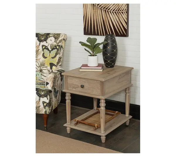 LINON Home Mavis Side Table W/storage Drawer - One-color