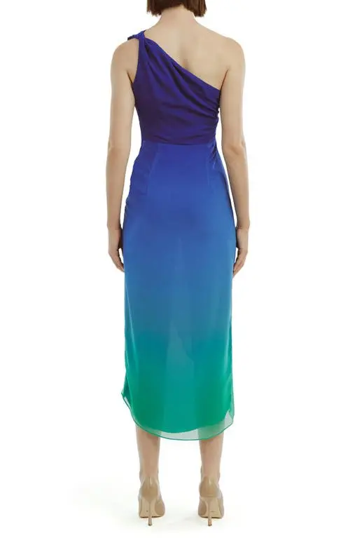 Bardot Christina Ombr One-Shoulder Midi Dress In Blue/Green - 45% Off |  Editorialist