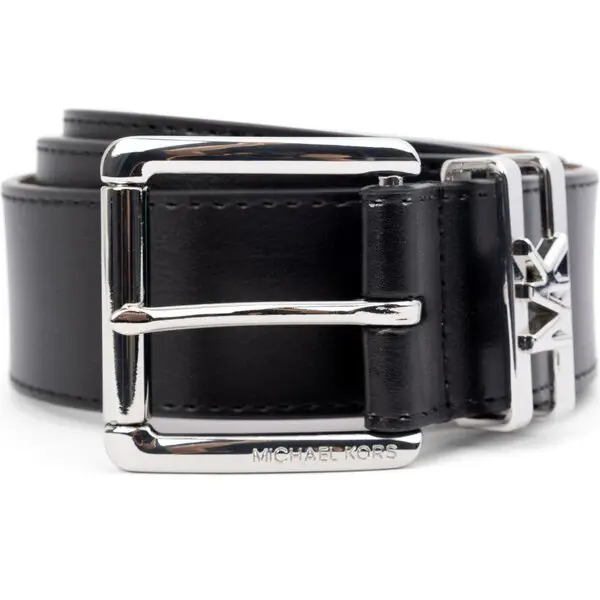 Michael Kors Leather Belt - Black/ Silver