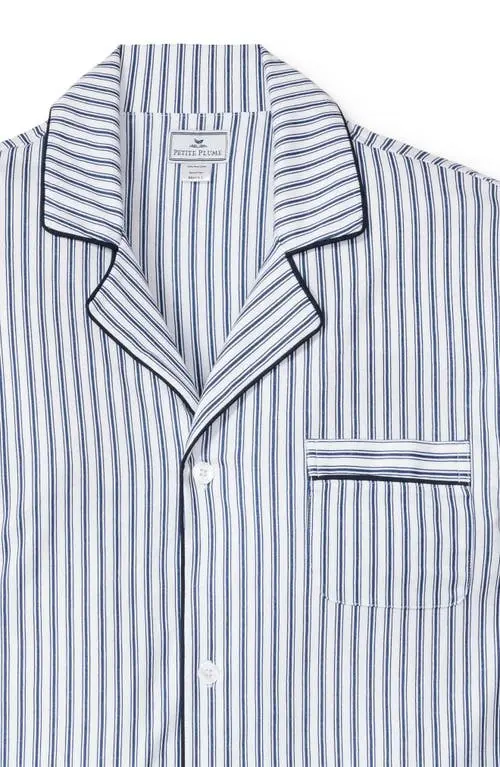 PETITE PLUME French Ticking Classic Pima Cotton Pajamas - Navy
