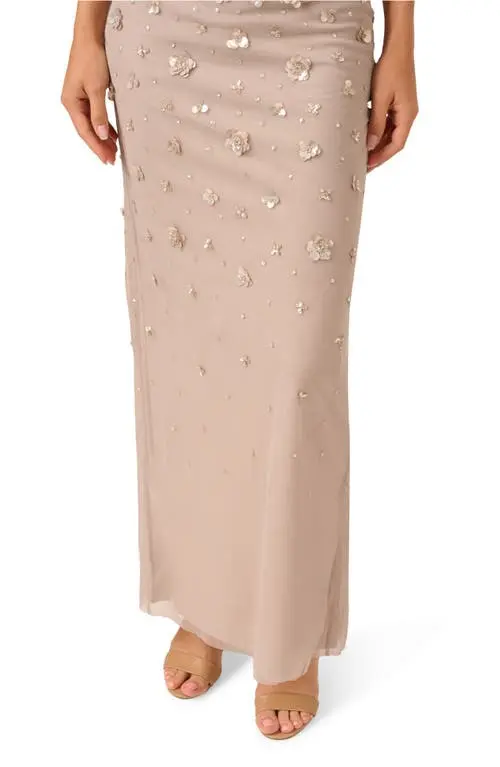 Adrianna Papell Off-the-shoulder Beaded Gown