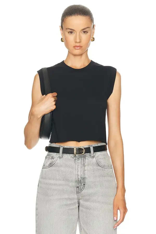 Eterne Cropped Muscle Tank Top - Black