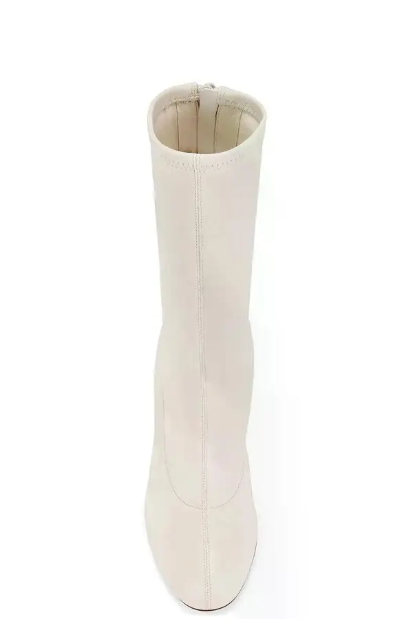 Khaite Apollo 85 Mid Heel Boot - Cream
