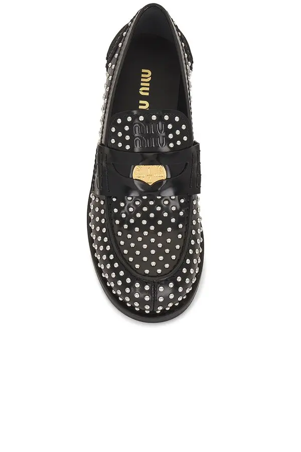 Miu Miu Studded Penny Loafer - Nero