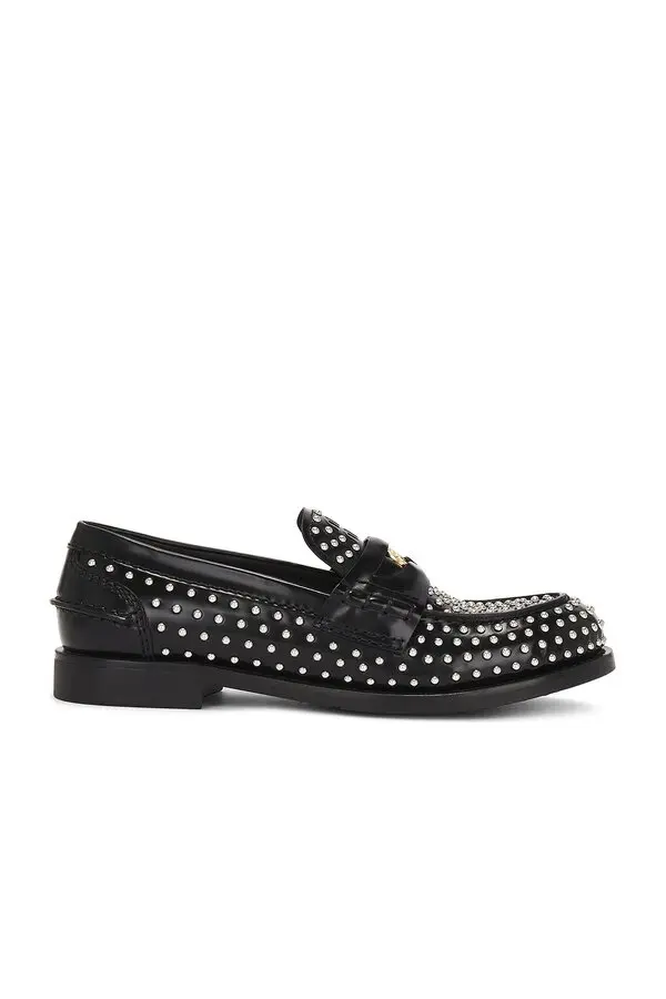 Miu Miu Studded Penny Loafer - Nero