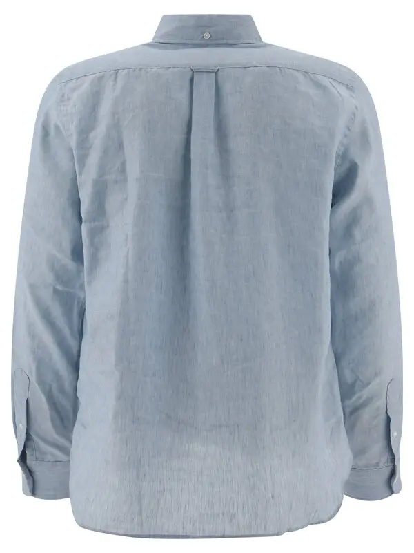BEAMS Linen Shirt With Chest Pocket - Light Blue