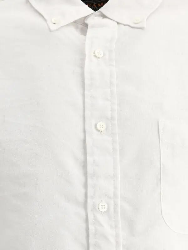 BEAMS Linen Shirt With Chest Pocket - White