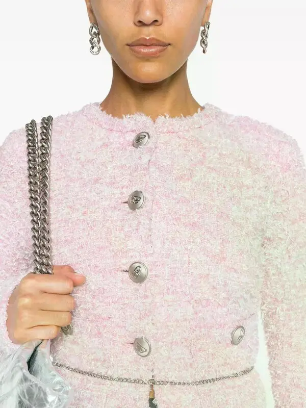 Balenciaga Cropped Tweed Jacket - Pink