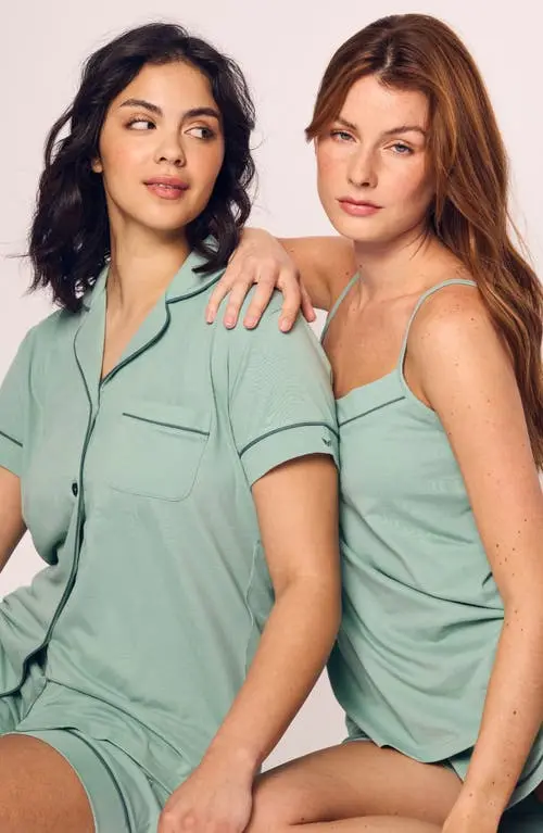 PETITE PLUME Luxe Pima Cotton Short Pajamas - Green