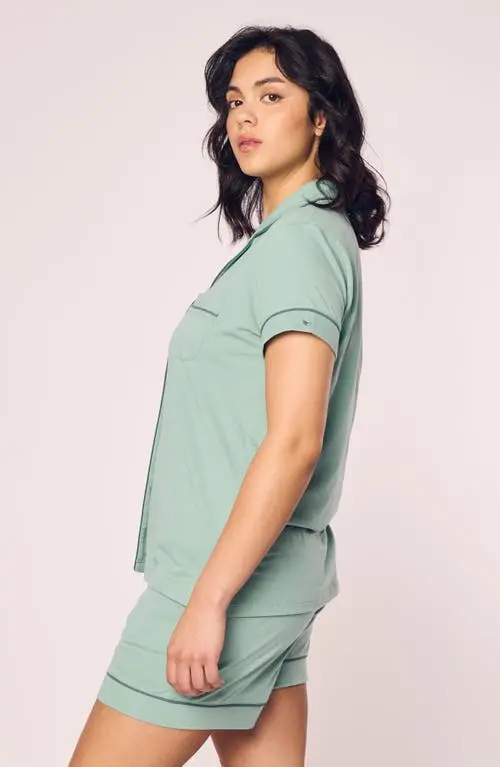 PETITE PLUME Luxe Pima Cotton Short Pajamas - Green