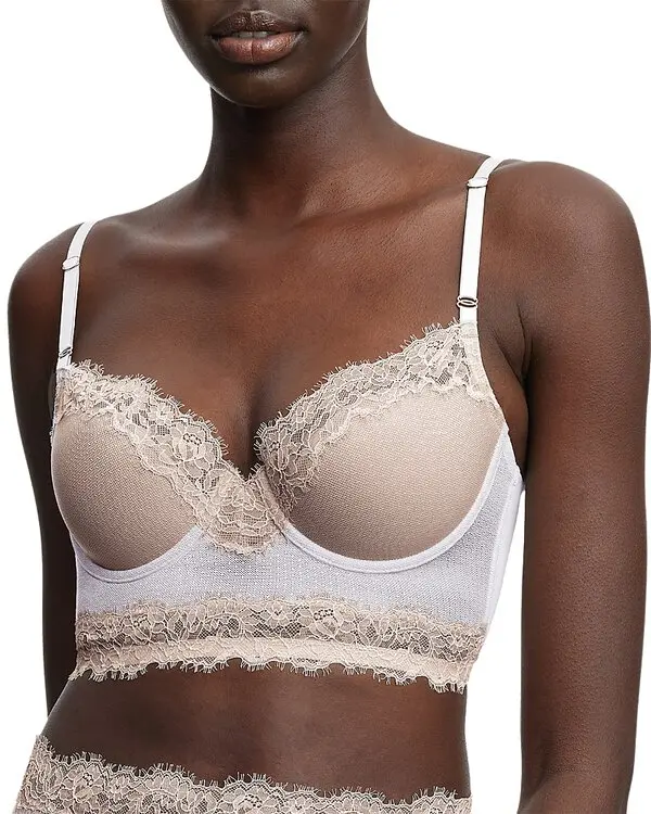 SKARLETT BLUE Entice Longline Underwire Bra - White Nylon