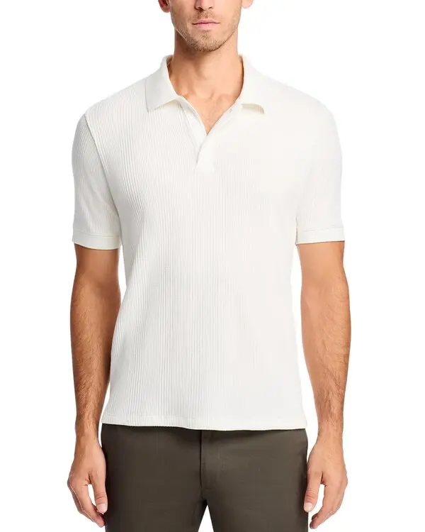 Vince Variegated Texture Polo Shirt - Off White