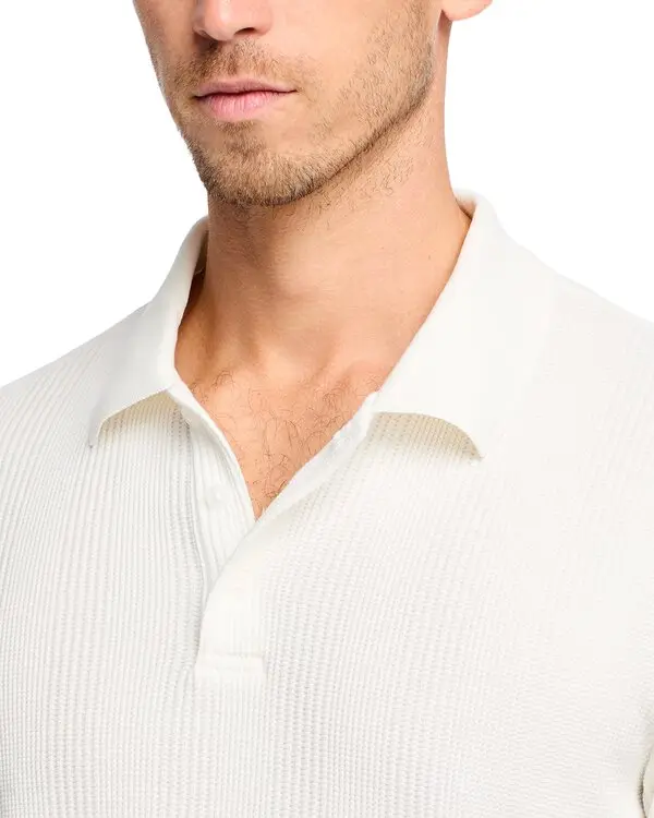 Vince Variegated Texture Polo Shirt - Off White