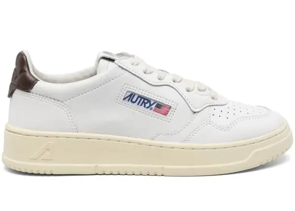 AUTRY Medalist Leather Low Tab - White/brown