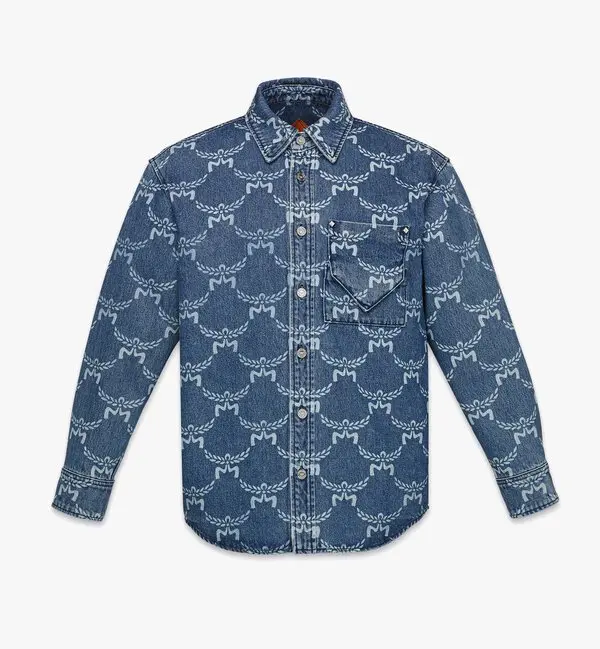 Mcm Lauretos Monogram Denim Shirt - Indigo