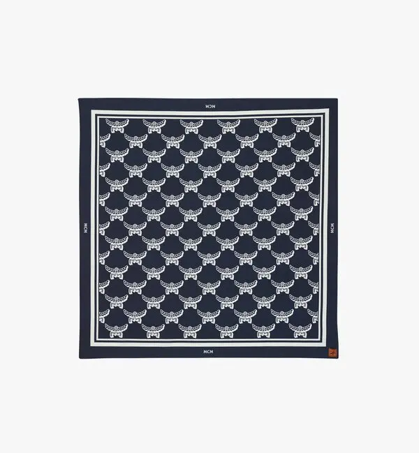 Mcm Lauretos Monogram Bandana Scarf - Navy Blazer