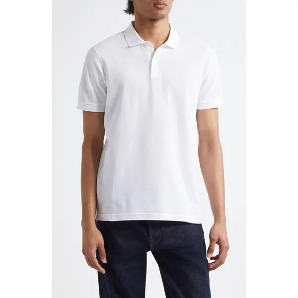 Sunspel Cotton Piqué Polo - White
