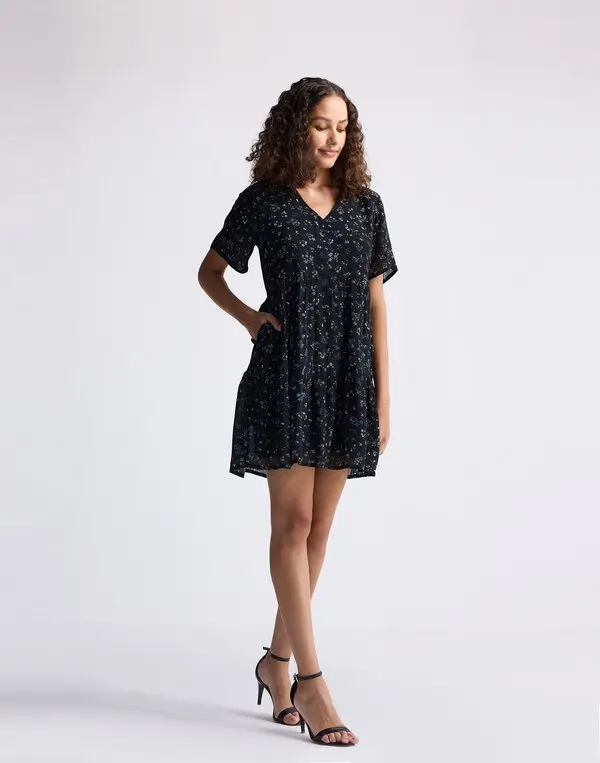 Madewell Reistor Floral Tiered Mini Dress In Multi Blue - 37% Off |  Editorialist